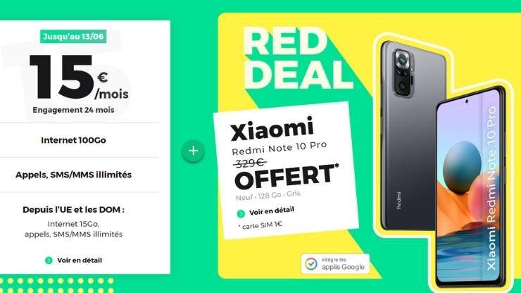 Forfait mobile : 100Go chez RED by SFR avec un Xiaomi Redmi Note 10 Pro inclus