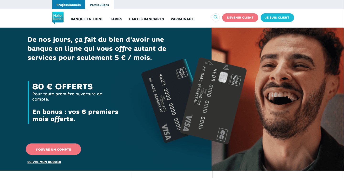 Hello bank ! vous offre des services bancaires d'exception et 80 euros ...